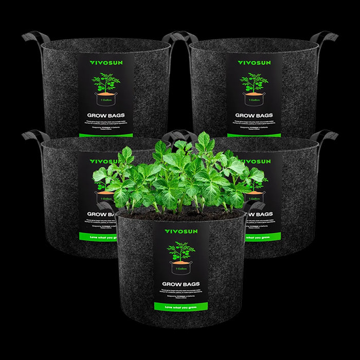 Vivosun Thick Nonwoven Fabric Pot with Handles, 1 Gallon, Pack of 5