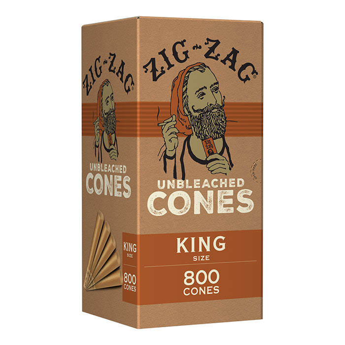 Zig-Zag 1 Gram King Size Bulk Unbleached Cones - 800 Cone Carton - Cas