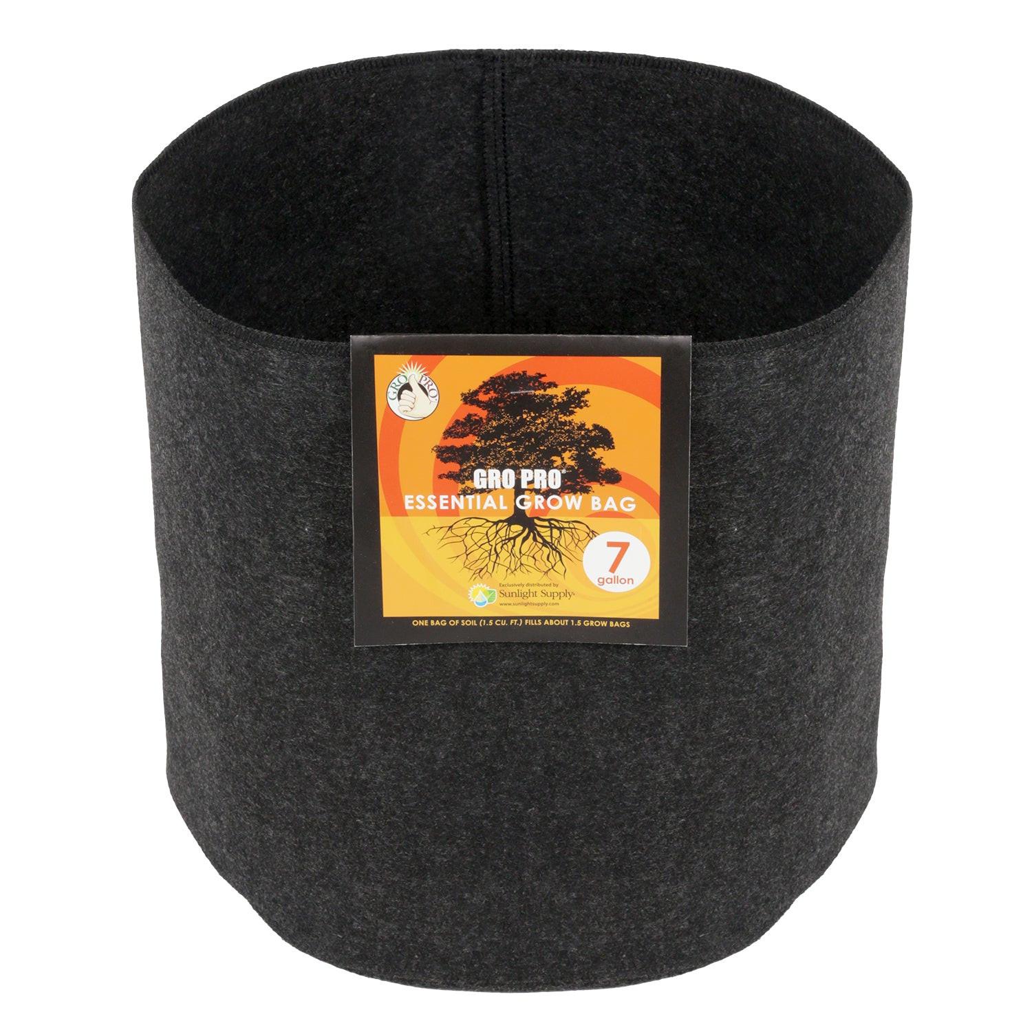 Gro Pro 7 Gallon Essential Round Fabric Pot - Black