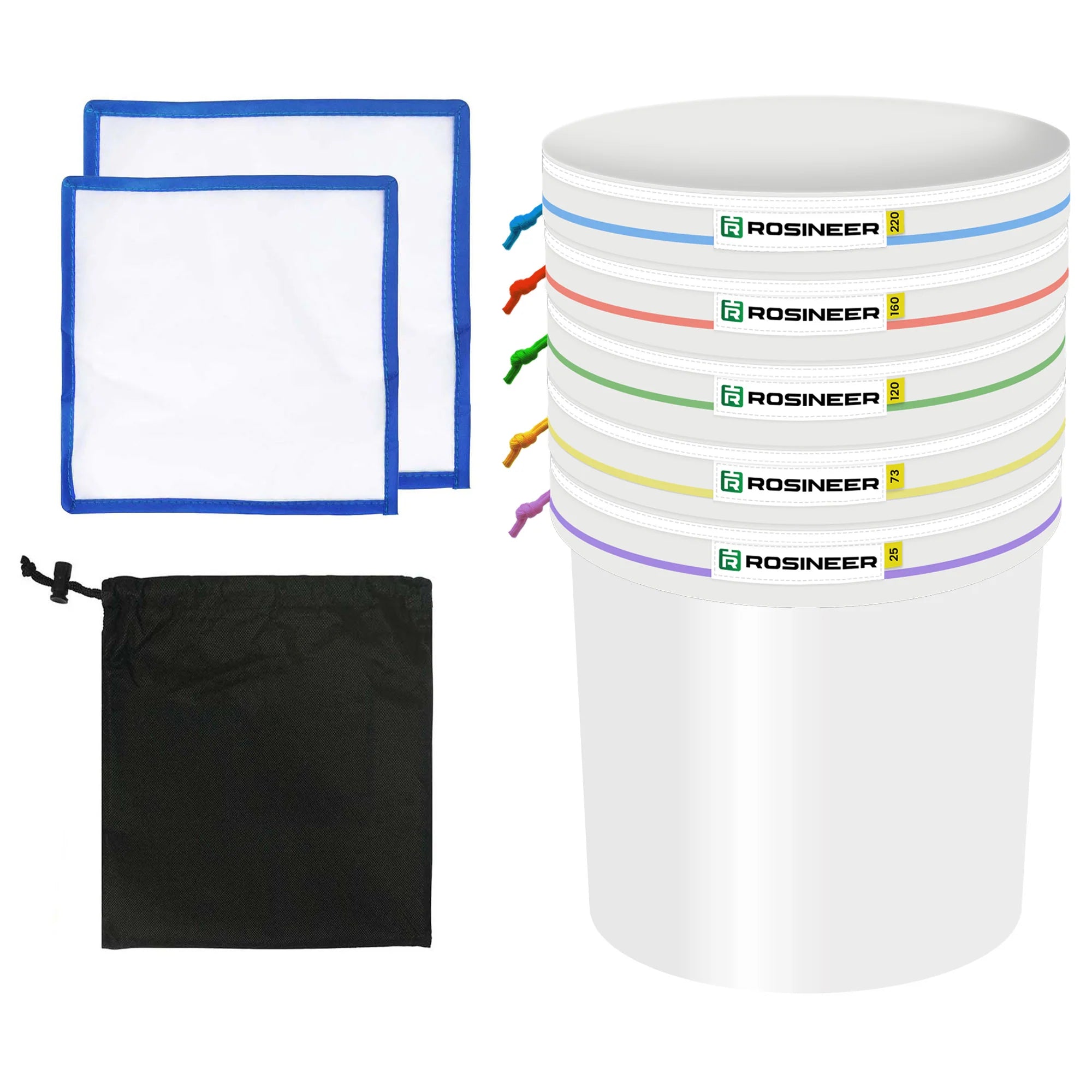 Rosineer 5 Gallon Bubble Bag Set - All Mesh, 5 Sizes