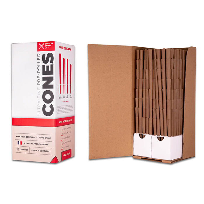 Custom Cones USA 109mm Pre-Rolled Blunt Cones, Brown Hemp Wrap - Case