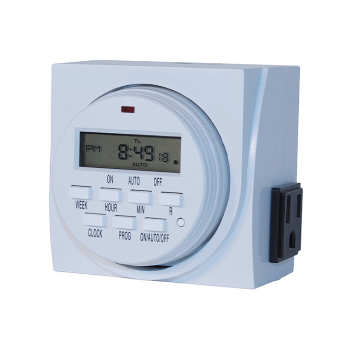 Covert 7-Day Grounded Dual Outlet Digital Timer, 120V